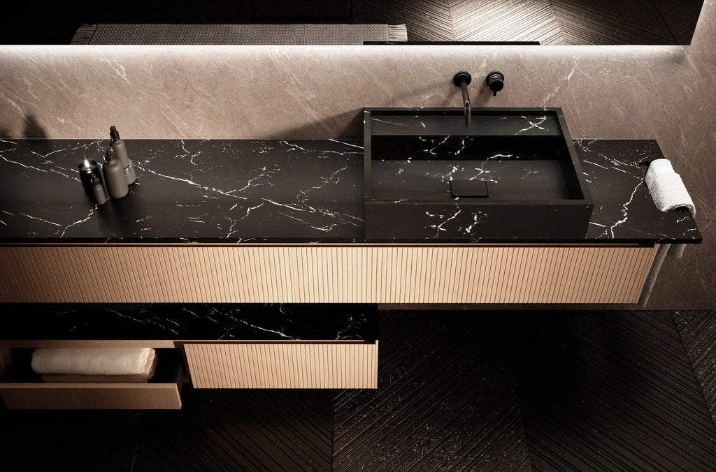 Loria Solid Oak Master bathroom vanity set 102 inches – secretbathstore