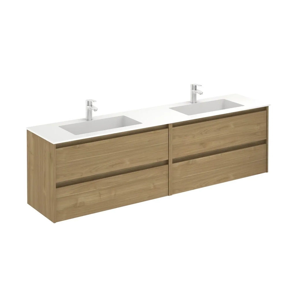 Samoa 80 inches wall mounted Bathroom Vanity 4 drawers. Matte double s ...